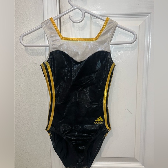 adidas | Costumes | Adidas Black And White Leotard With Gold Trim ...